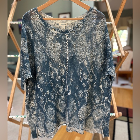 Sundance | Tops | Sundance Blue White Knit Top Size Xxl | Poshmark